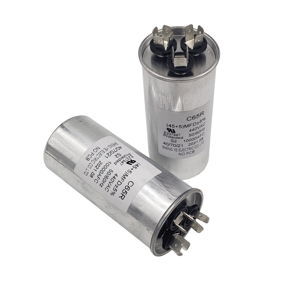 C65R Capacitor 45+5 uF ±5% Motor Round Dual Run 440VAC – QXParts